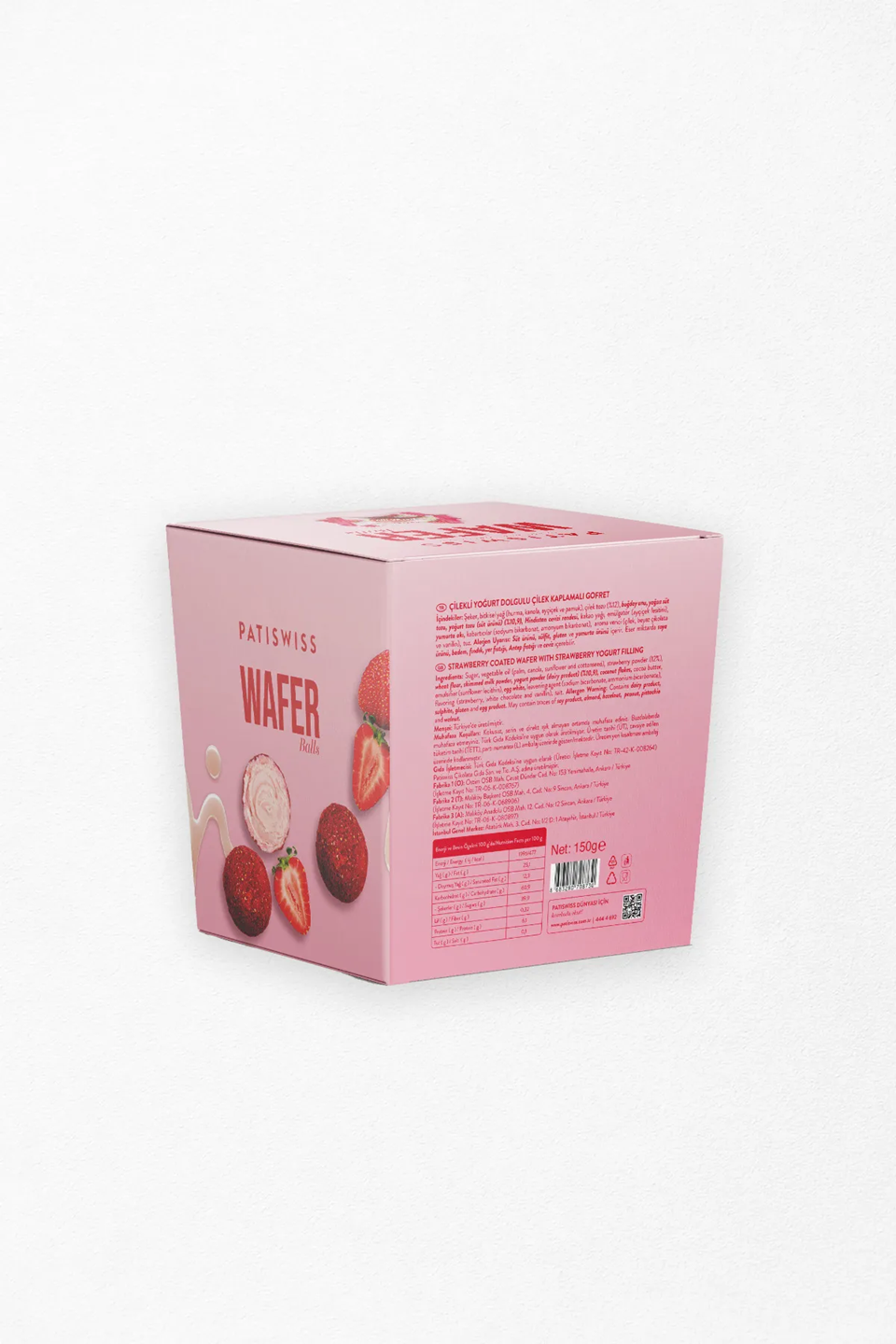 Wafer Çilekli Yoğurt Kaplamalı ve Dolgulu Gofret, 150G | PATISWISS